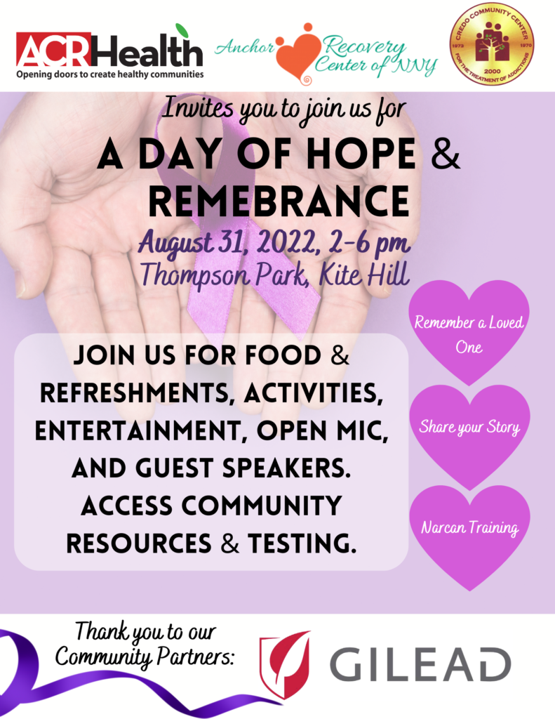 1st Annual Overdose Prevention Day brought to you by ACR Health and ... 1st Annual Overdose Prevention Day brought to you by ACR Health and ...